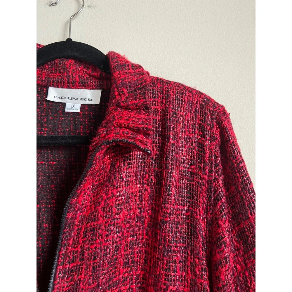 Caroline Rose | Jackets & Coats | Caroline Rose Red Black Tweed Wool ...